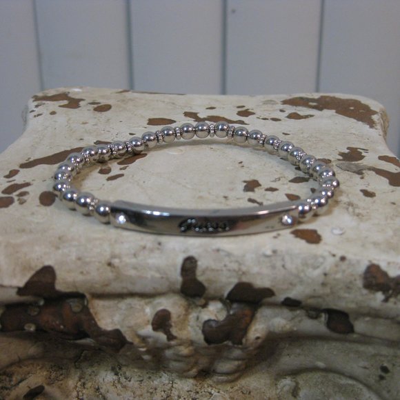 Guess | Jewelry | Nwot Guess Silver Logo Rhinestone Bracelet | Poshmark